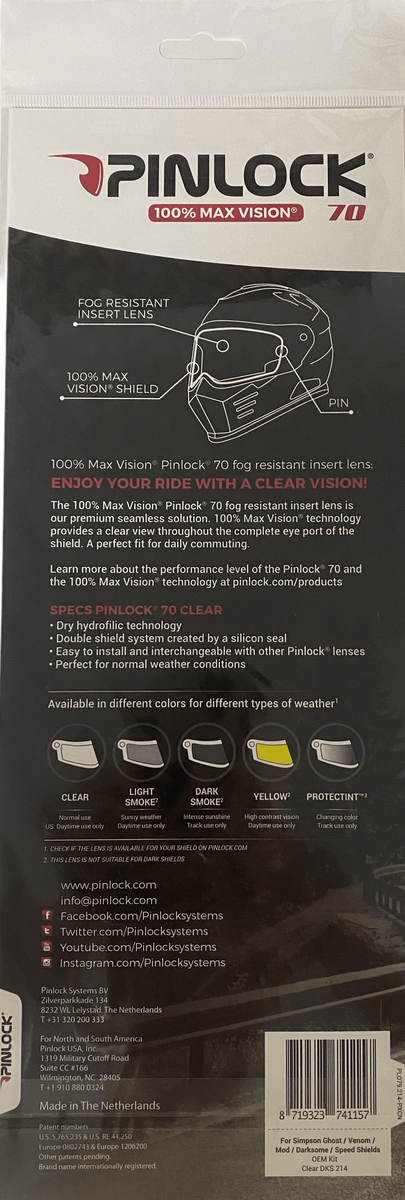 Pinlock Fog Resistant Lens - Clear – Simpson Australia